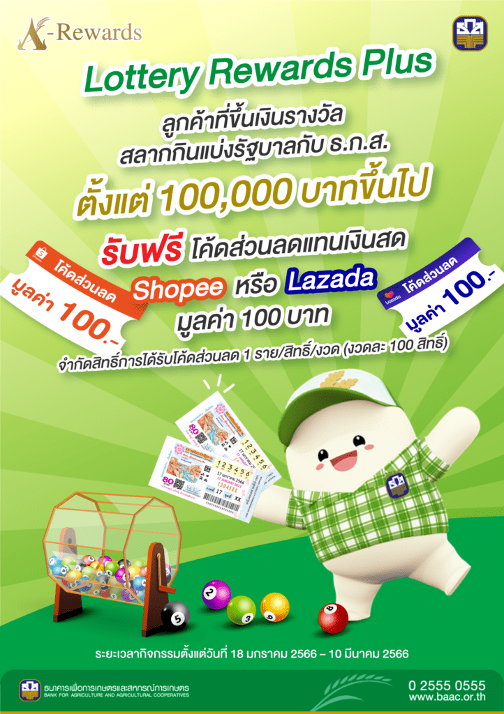 ธ.ก.ส. จัดแคมเปญ Lottery Rewards Plus ขึ้นเงินสลากกินแบ่งรัฐบาล รับเลย ...