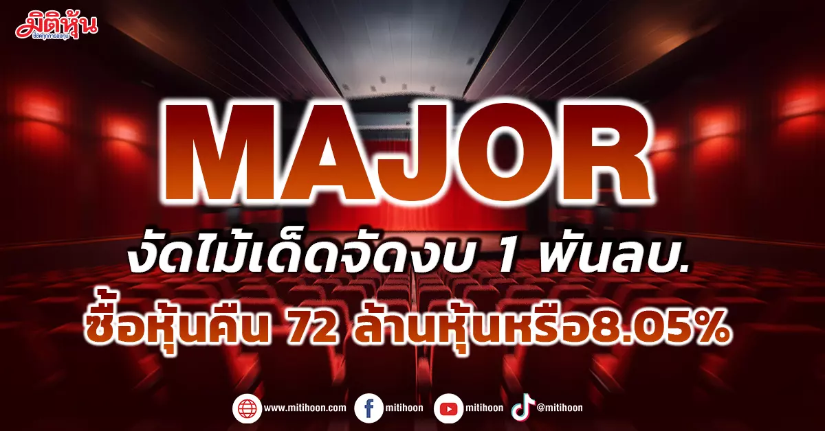 MAJOR งัดไม้เด็ดจัดงบ 1 พันลบ. ซื้อหุ้นคืน 72 ล้านหุ้นหรือ8.05% - มิติหุ้น | ชี้ชัดทุกการลงทุน