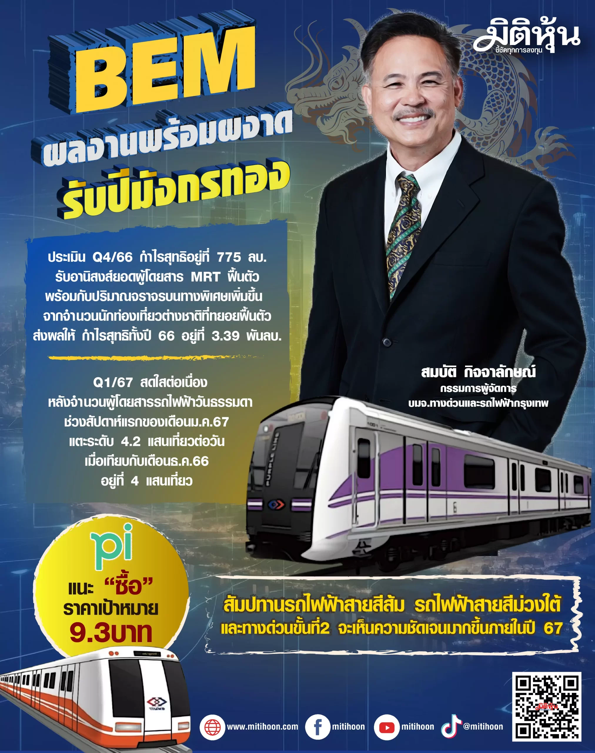 BEM ผลงานพร้อมผงาด รับปีมังกรทอง - มิติหุ้น | ชี้ชัดทุกการลงทุน