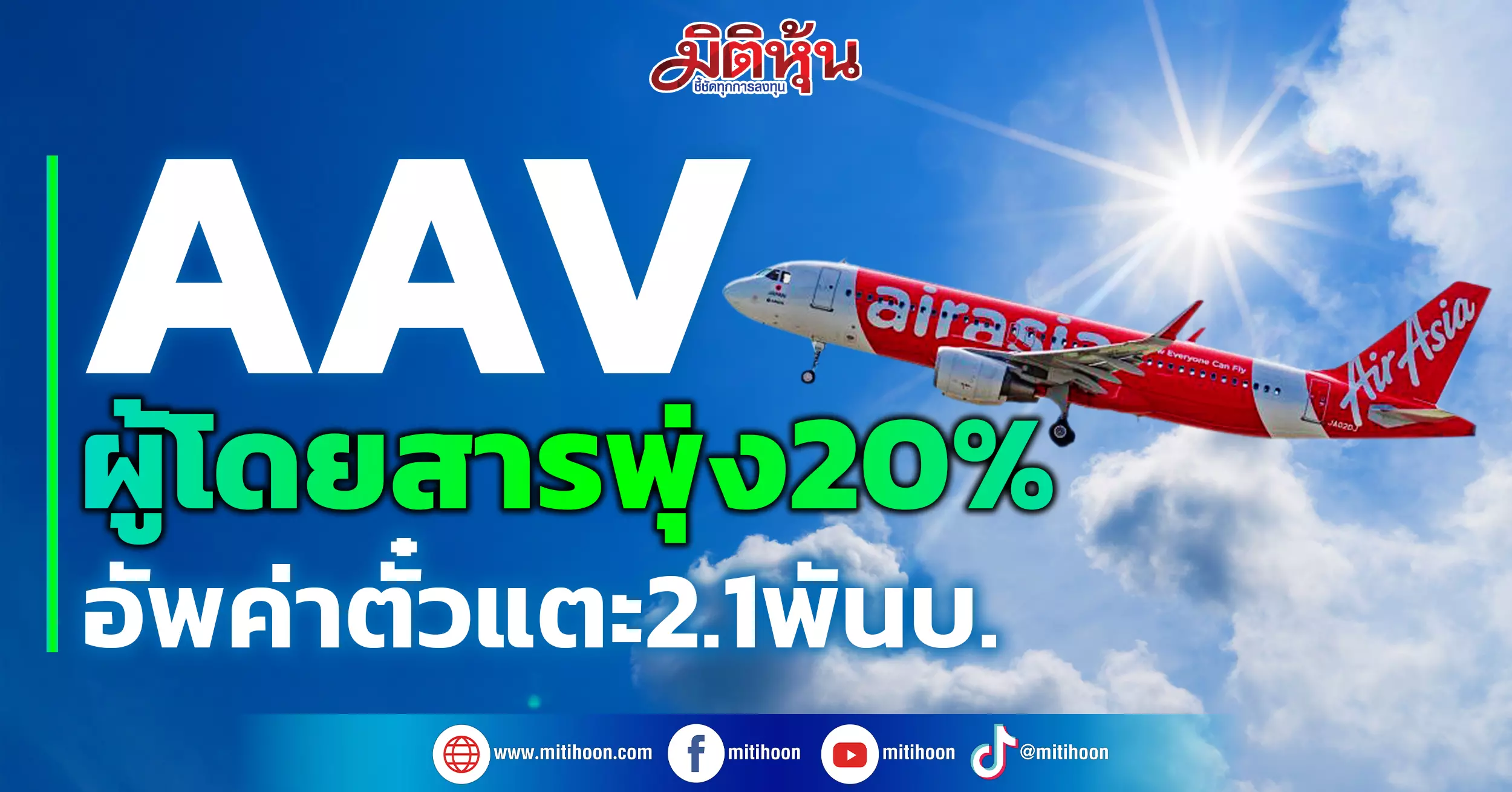 AAV ผู้โดยสารพุ่ง20% อัพค่าตั๋วแตะ2.1พันบ. - มิติหุ้น | ชี้ชัดทุกการลงทุน