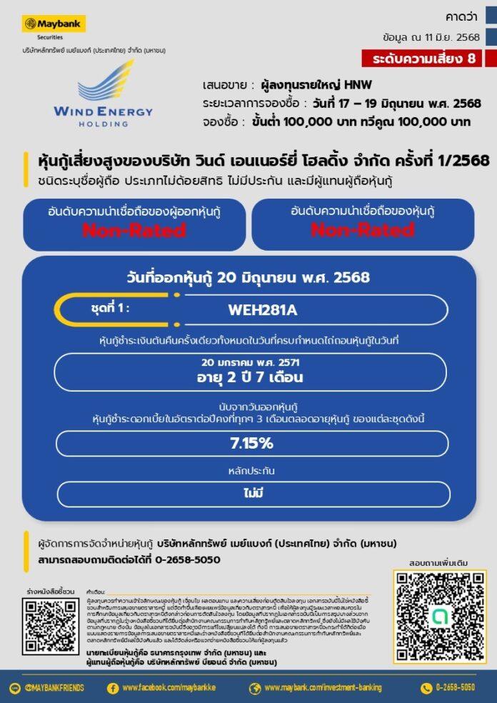 ส่องหุ้นกู้ WEH ดอกเบี้ย 7.15% เปิดขายสถาบัน-รายใหญ่ 17-19 มิ.ย. 68 - มิติหุ้น | ชี้ชัดทุกการลงทุน