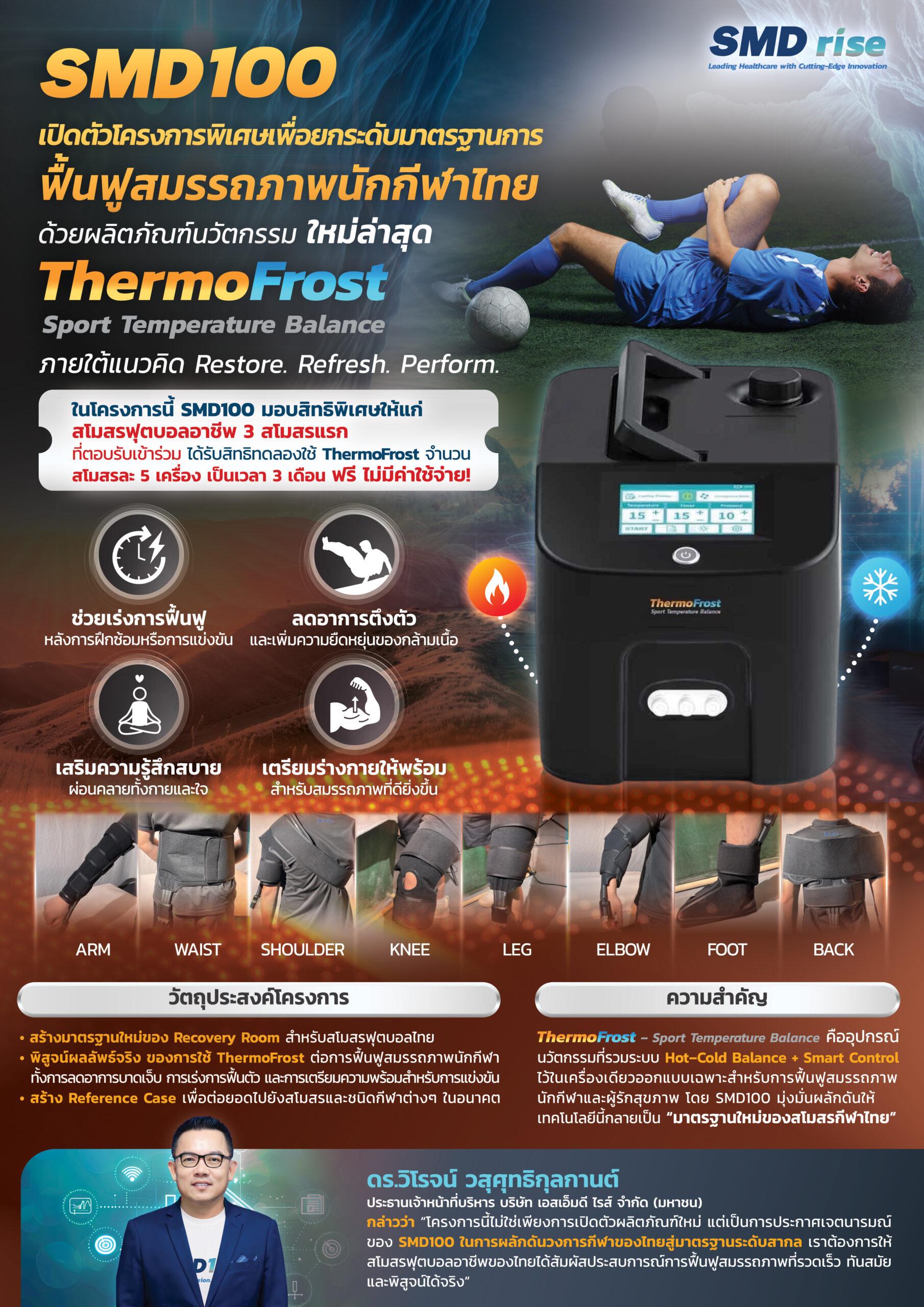 SMD100 เปิดตัวโครงการทดลองใช้ ThermoFrost – Sport Temperature Balance สำหรับสโมสรฟุตบอลอาชีพ ...